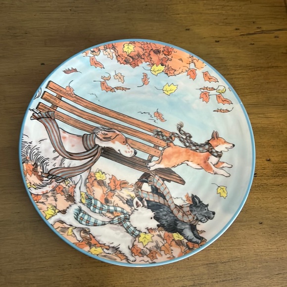 Pier 1 | Dining | Pier Retired Autumn Park Bench Pups Dolomite Plate ...